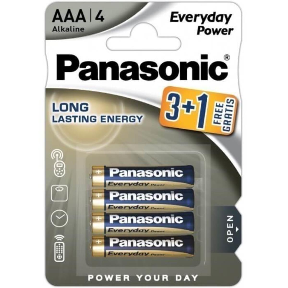 PANASONIC BATERIJA ALK.LR03-AAA-1,5V,pak.3+1 | Office&More