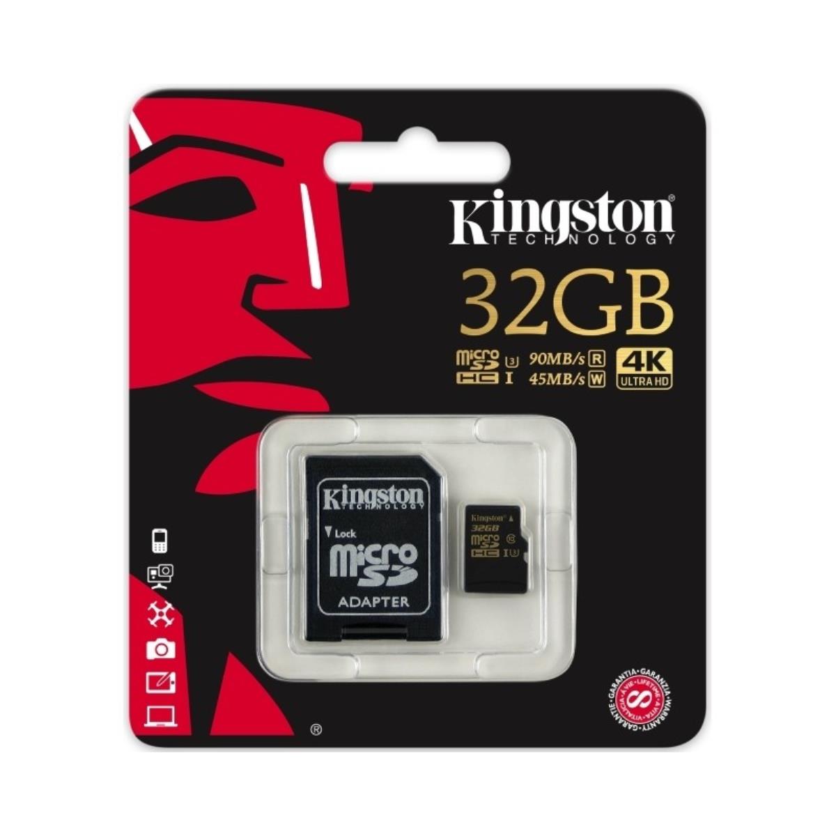 KINGSTON MICRO SD 32GB + ADAPTER UHS-I Class 3 | Office&More