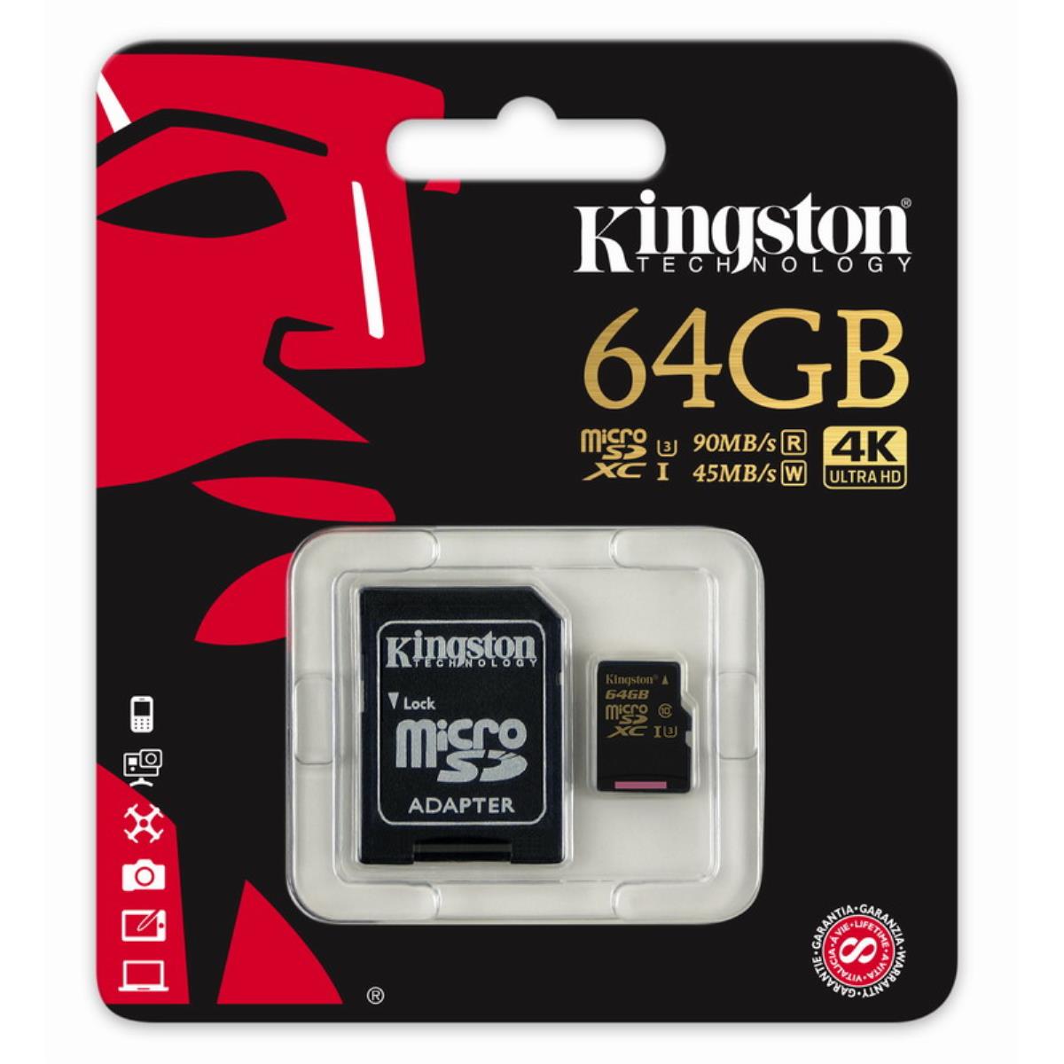 KINGSTON MICRO SD 64GB + ADAPTER UHS-I Class 3 | Office&More